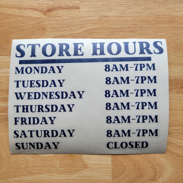 Store Hours Decal - Etsy