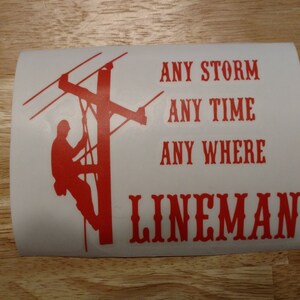 Lineman Power Line Utility Worker Vinyl Decal 22 Colors 6 Sizes to ...