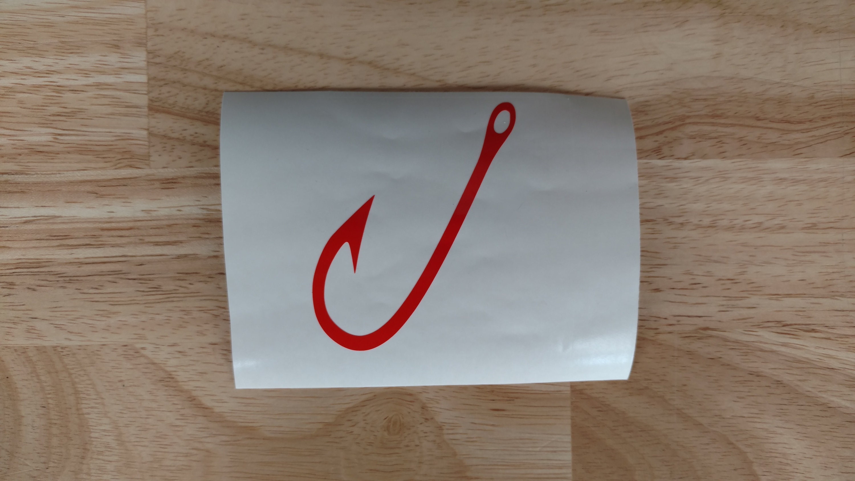 Fishing Hook Sticker 9 sizes 22 colors to choose from Vinyl | Etsy