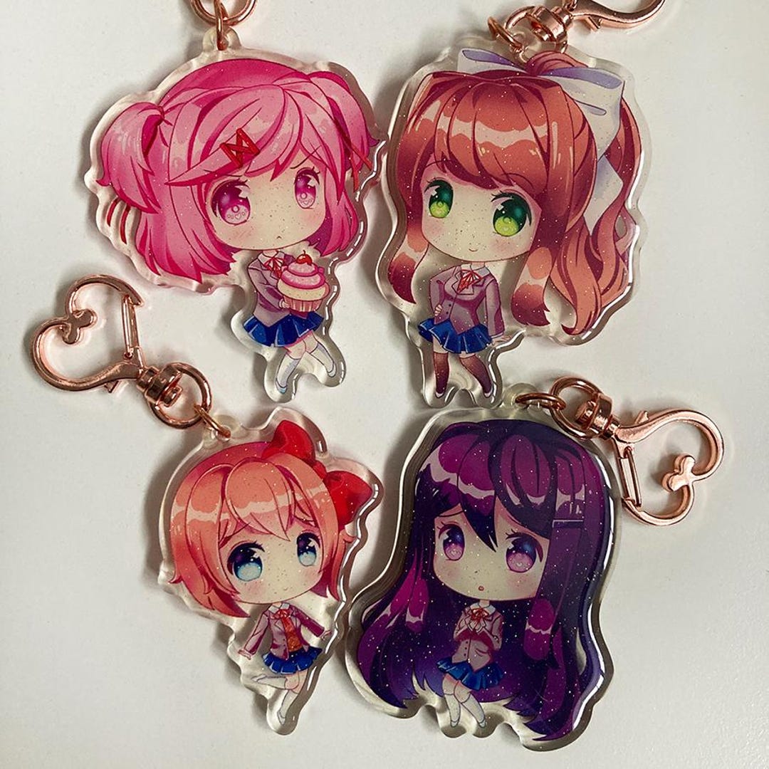Doki Doki Literature Club DDLC Glitter Epoxy Acrylic Charms Heart ...