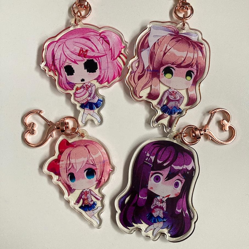 Doki Doki Literature Club DDLC Glitter Epoxy Acrylic Charms Heart ...