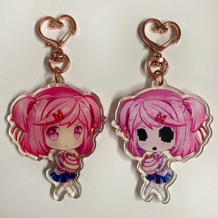 Doki Doki Literature Club DDLC Glitter Epoxy Acrylic Charms Heart ...