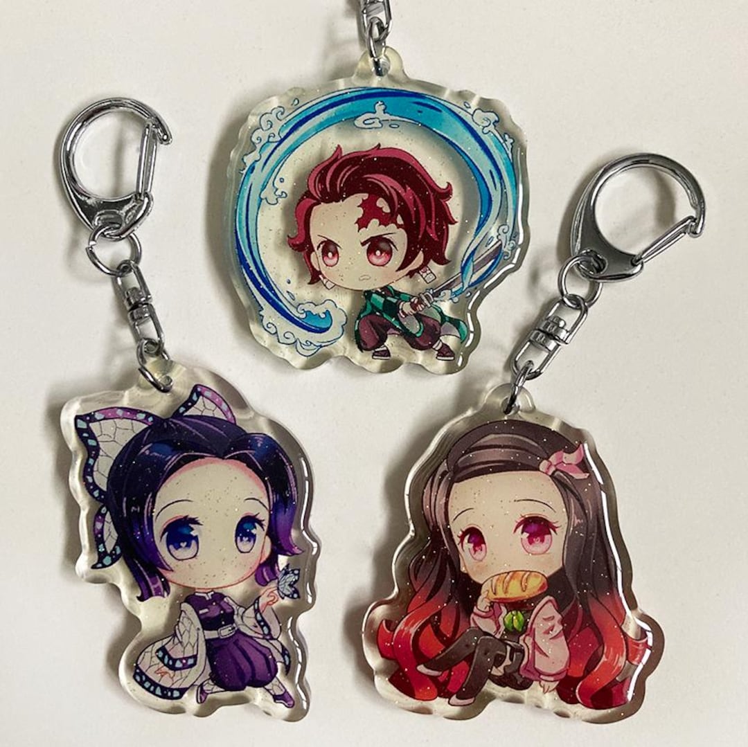Anime Chibi Glitter Epoxy Acrylic Charms Keychains - B GRADE - Etsy