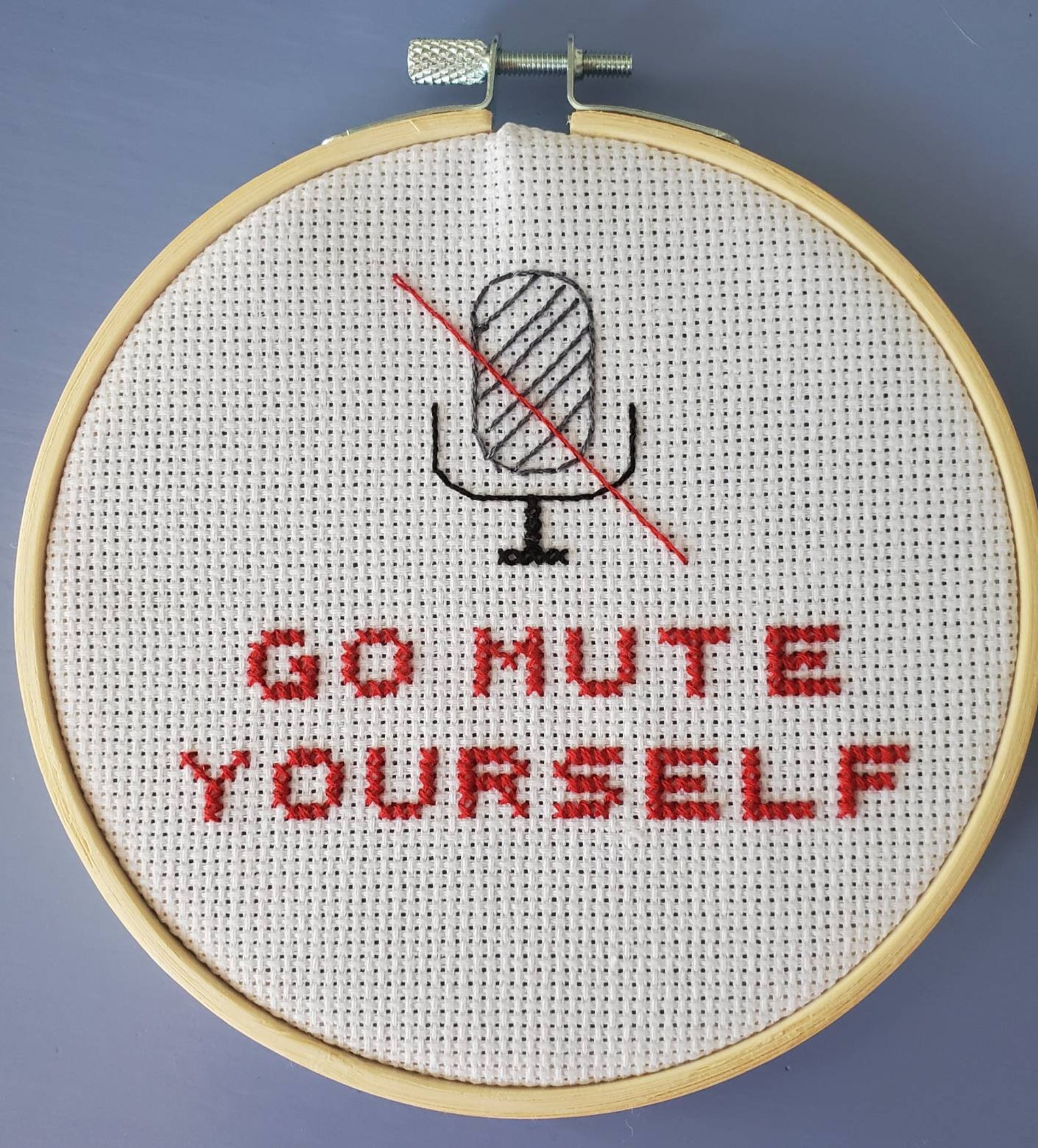 Go Mute Yourself Cross Stitch, Funny Cross Stitch Complete, You're on ...