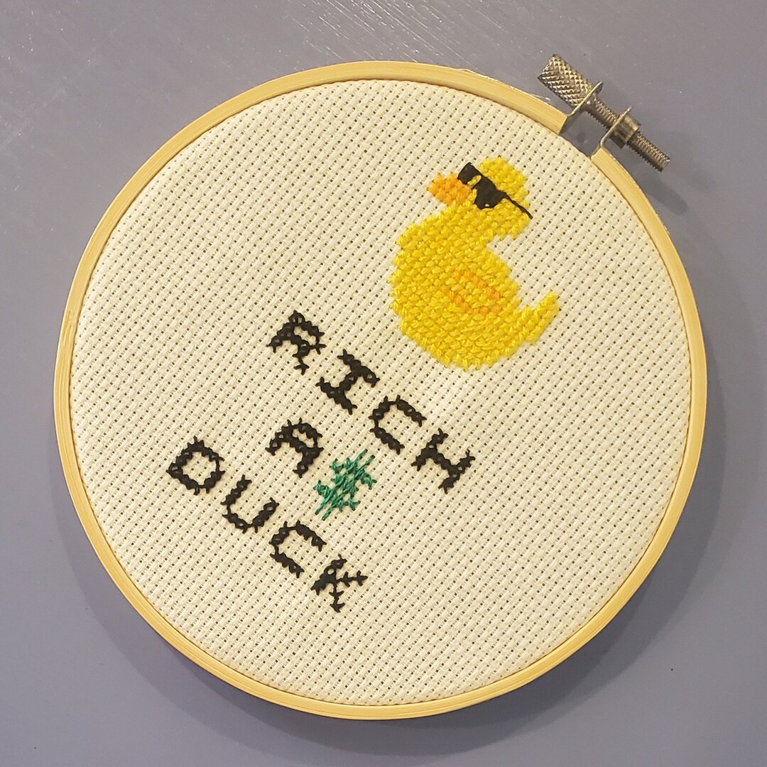 Rich as Duck Cross Stitch, Rubber Duck Cross Stitch, Rich an Fck, Funny ...
