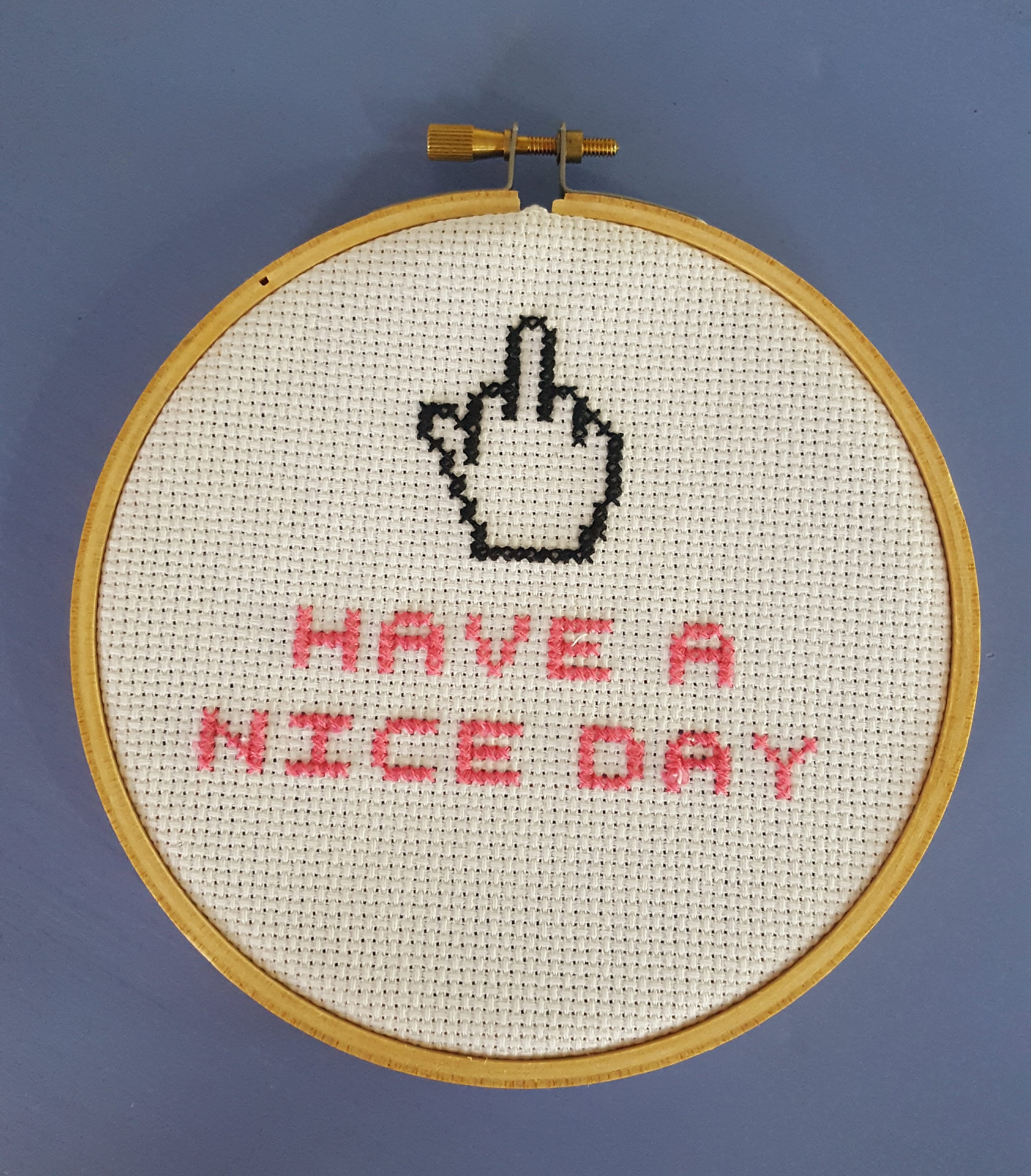 Have a Nice Day Cross Stitch, Middle Finger Cross Stitch, Funny Cross ...