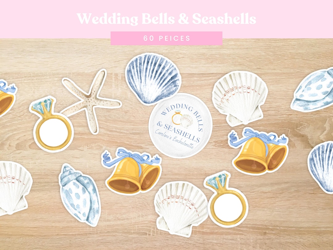 Wedding Bells & Seashells Confetti | Coastal Bridal Shower | Blue ...