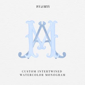 Custom Intertwined Watercolor Monogram | Choose Any Color! | Wedding ...