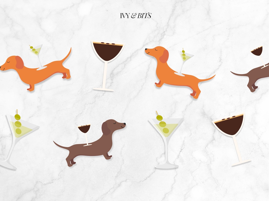 Dachshund Weenies and Tinis Confetti Tini Weenie Martini Bachelorette ...