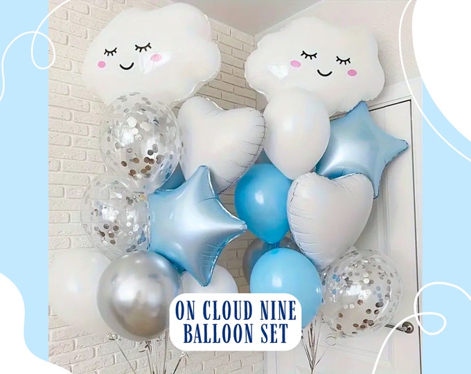 22 Blue & White Cloud Balloons Party Set | Perfect for Birthdays, Baby ...