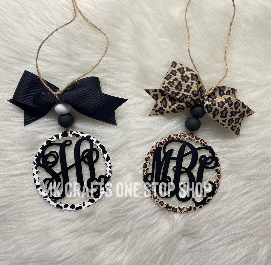 Personalized Leopard or Cow Print Monogram Car Charm - Vehicle Decor ...