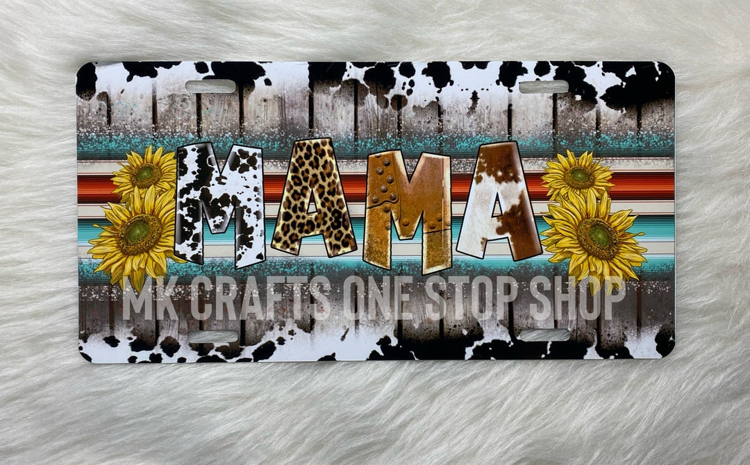 Rustic Mama Western Cow License Plate - Vehicle Decor - Cute Car ...