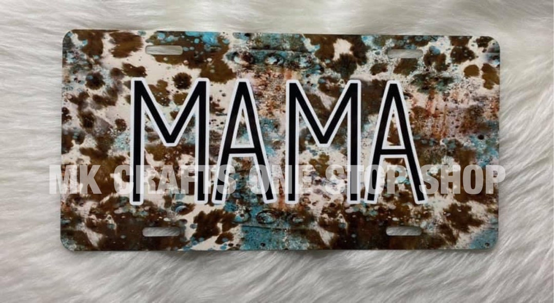 Cow Western Print Mama License Plate - Vehicle Decor - Cute Vehicle ...