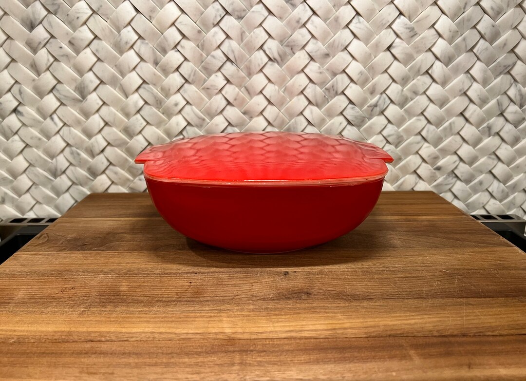 Vintage 1950s 2 1/2 Quart Red Square Pyrex Casserole/ovenware Dish With ...