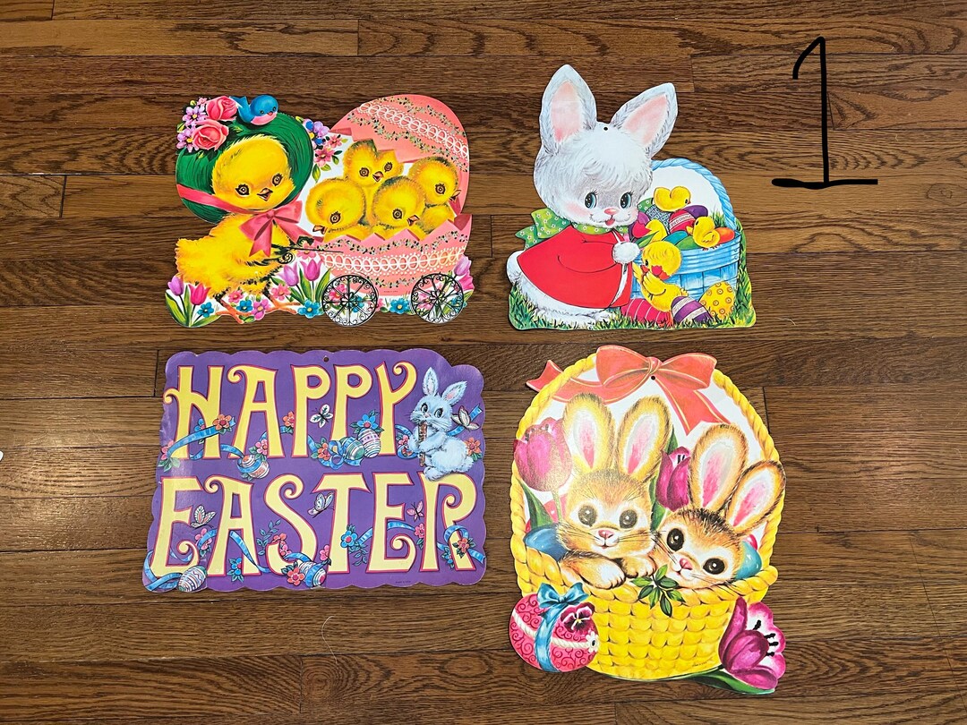 Vintage Easter Die Cuts Spring Decorations - Happy Easter/bunnies ...