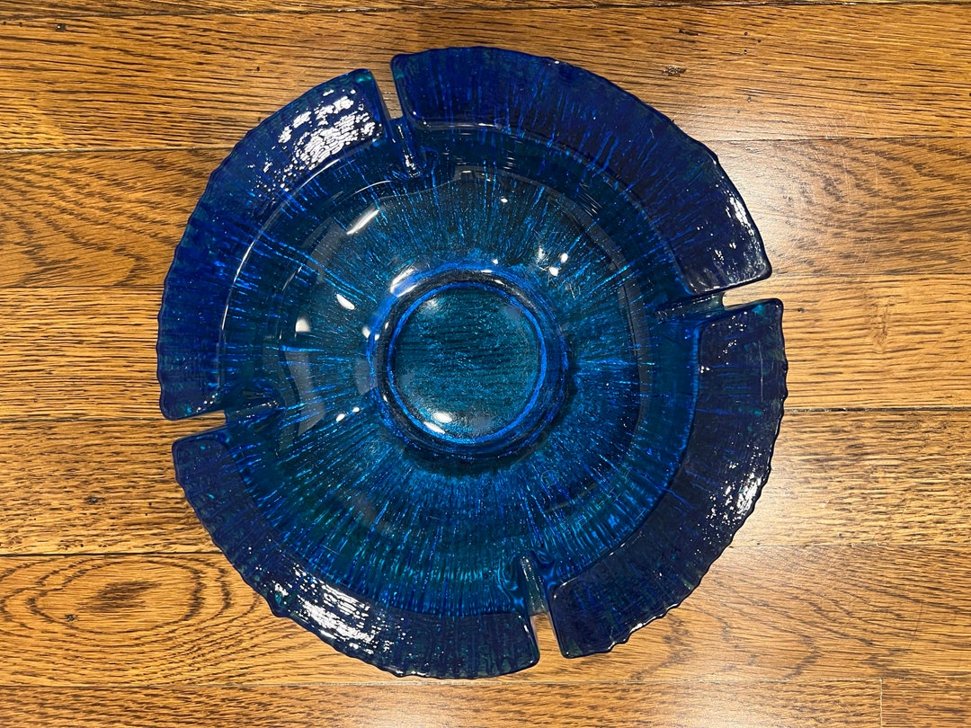 Vintage Blue Glass Ashtray - Etsy Österreich