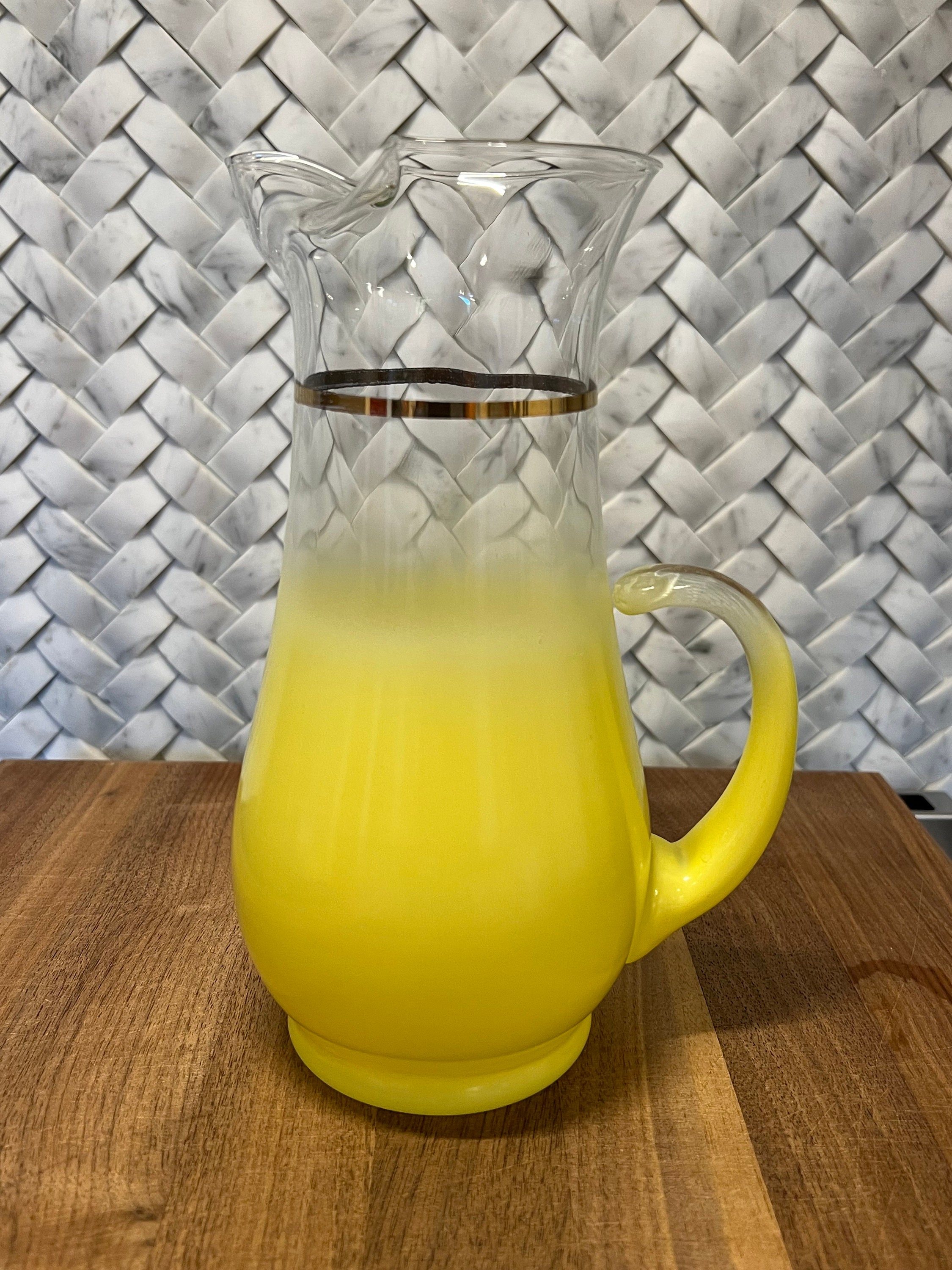Gorgeous MCM Blendo Sunshine Yellow Pitcher, 5 Juice Glasses, Cocktail ...