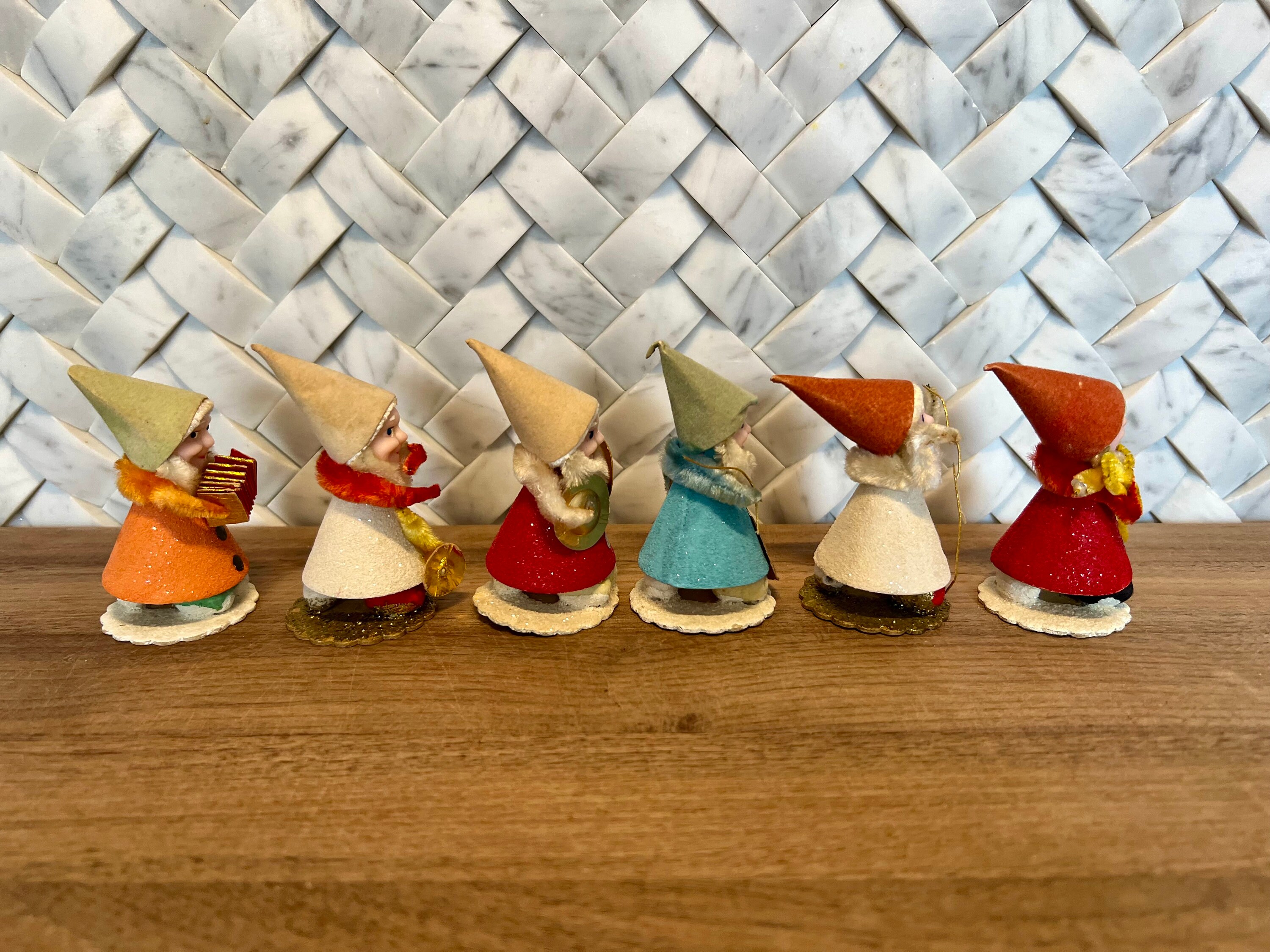 6 Vintage 1950s Putz Shiny Brite Elves With Musical Instruments /shiny ...