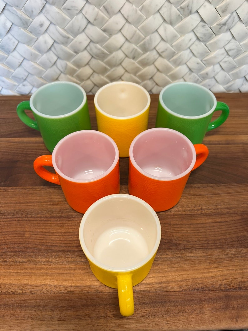 Vintage Hazel Atlas Milk Glass Mugs With Orange Peel Textured - Etsy