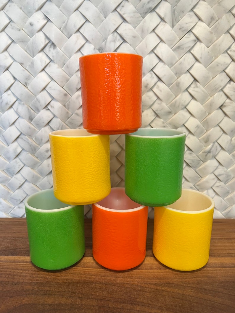 Vintage Hazel Atlas Milk Glass Mugs With Orange Peel Textured - Etsy