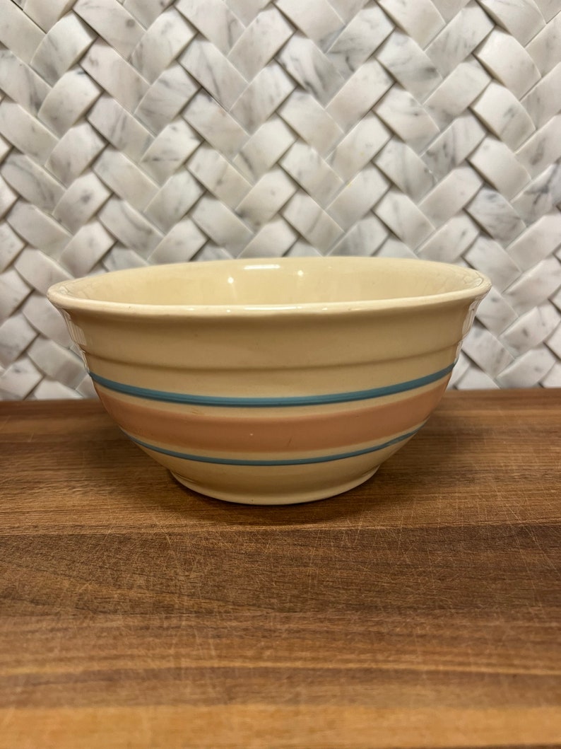 Vintage Mccoy Pottery USA Ovenware Pink and Blue Striped Mixing Bowls 3 ...