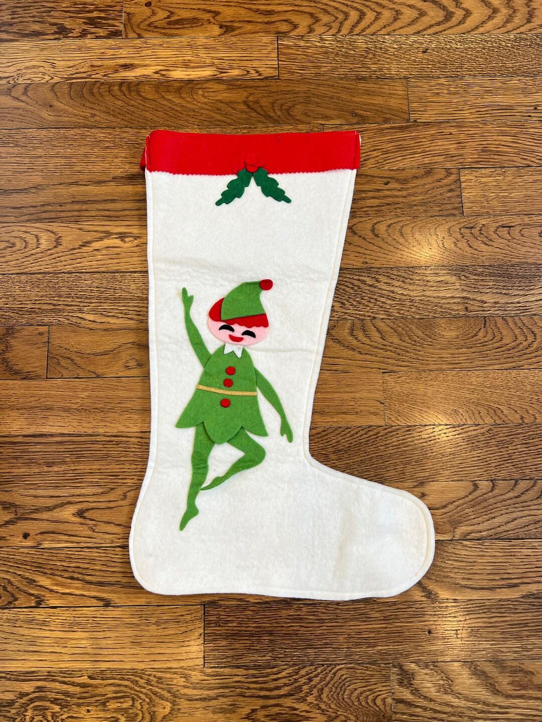 Vintage Felt Christmas Stocking With Adorable Dancing Elf - Etsy