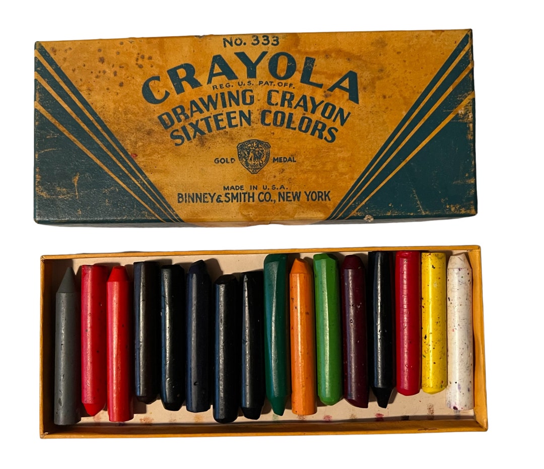 Vintage No. 333 Crayola Drawing Crayons in Original Box, Sixteen Colors ...