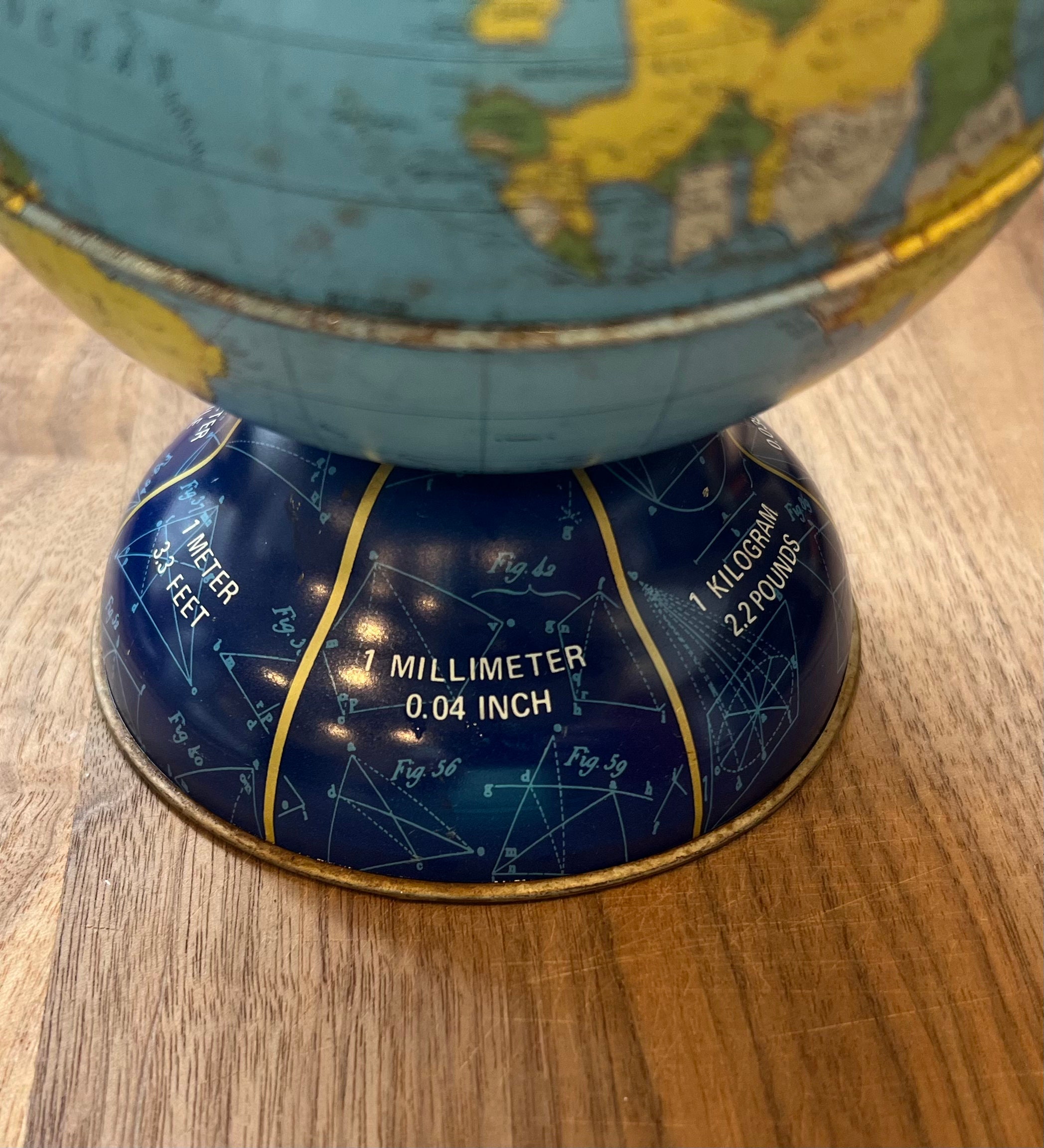 Vintage 1960s Tin Small Globe Coin Bank Ohio Art Co. Made in the USA 7 ...