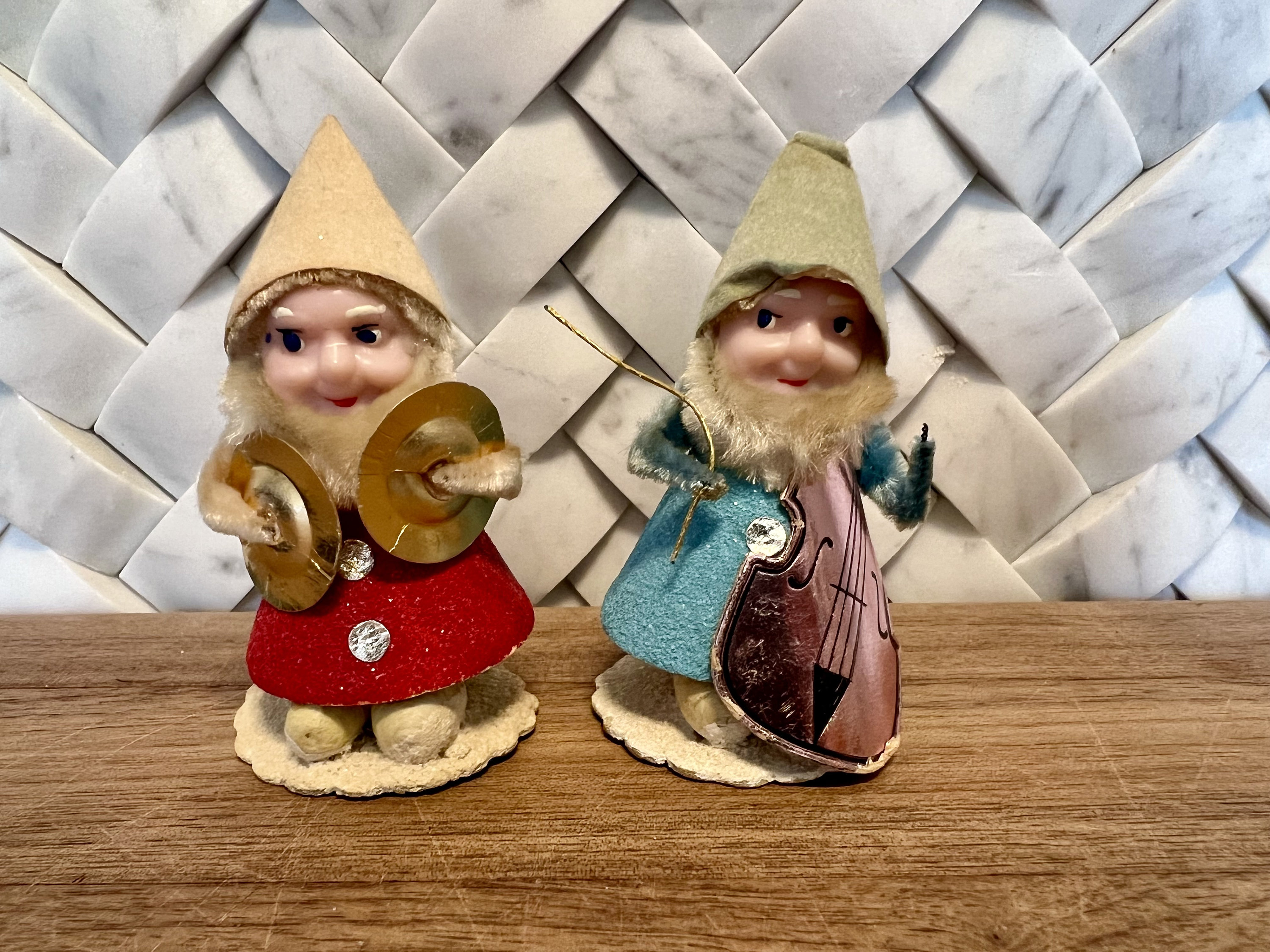 6 Vintage 1950s Putz Shiny Brite Elves With Musical Instruments /shiny ...