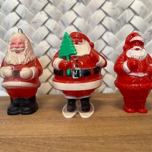 Vintage Collection Santa Claus Hard Plastic Christmas Candy Containers / Santa Light up ...