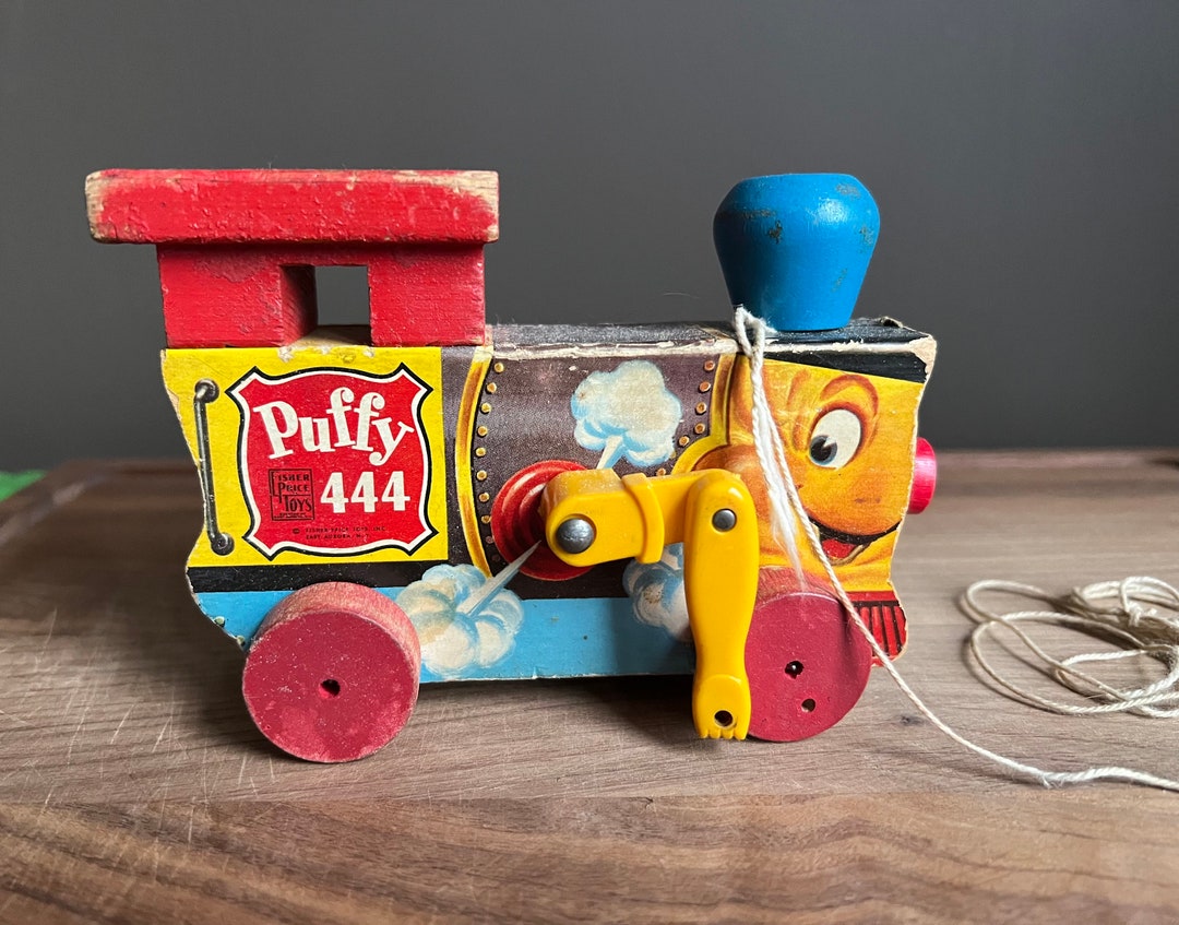 Vintage 1951 Fisher Price Toys Puffy the Train Wooden Pull Toy / Marked ...