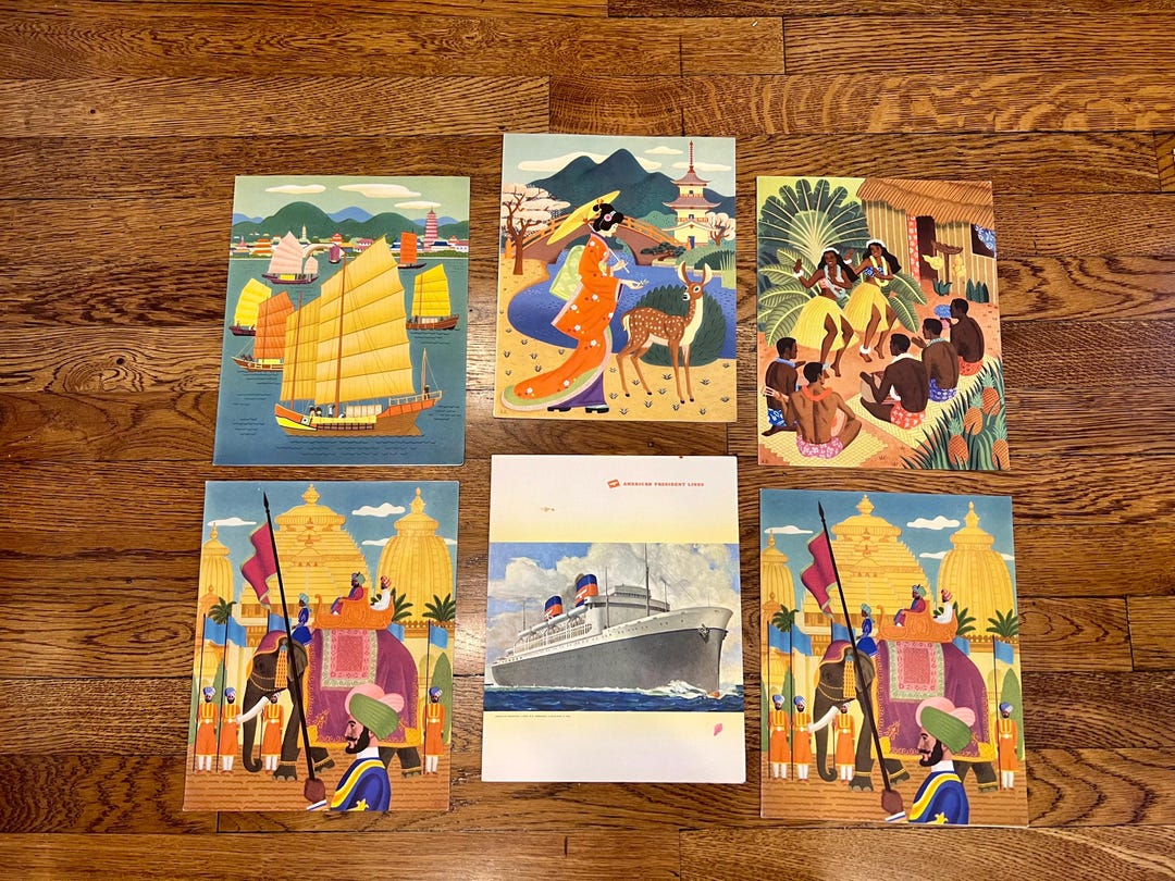 Vintage American President Airline Cruise Ship Menus / 1952-1953 / S.S ...
