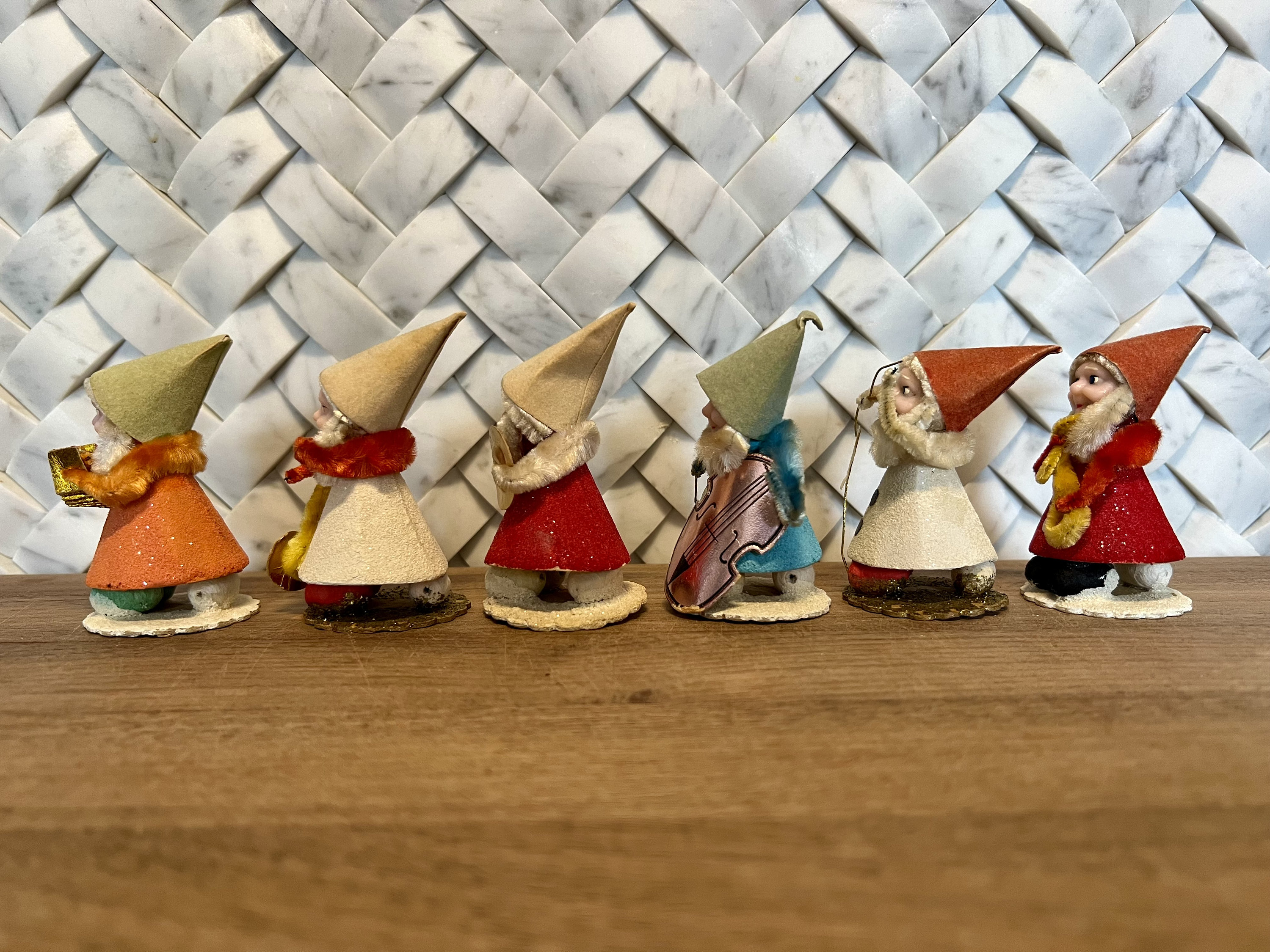 6 Vintage 1950s Putz Shiny Brite Elves With Musical Instruments /shiny ...