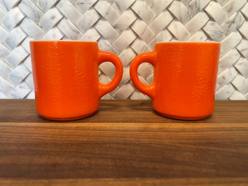 Vintage Hazel Atlas Milk Glass Mugs With Orange Peel Textured - Etsy