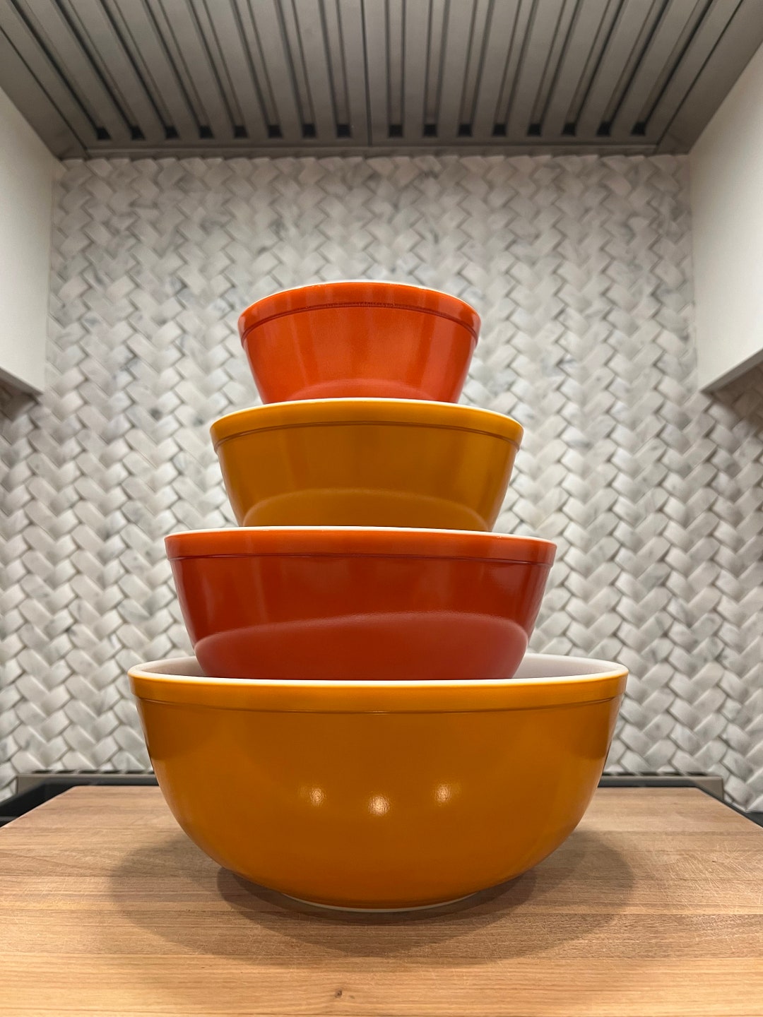 Vintage RARE Collectible 1970s 401-404 Pyrex Earth Tones Nesting Mixing ...