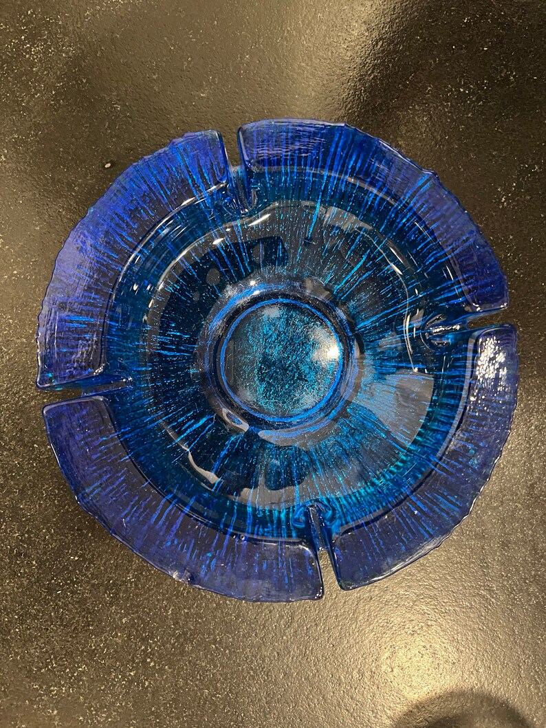 Vintage Blue Glass Ashtray - Etsy