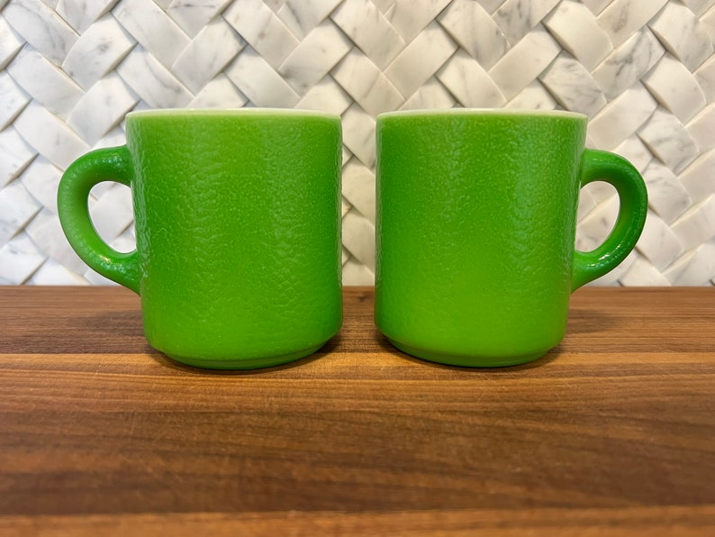 Vintage Hazel Atlas Milk Glass Mugs With Orange Peel Textured - Etsy