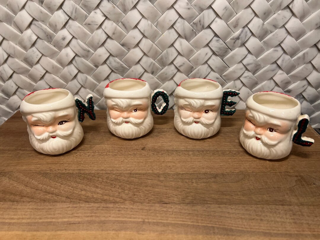 Vintage 1960s Winking Santa Claus NOEL Mugs, Japan, Set of 4 / Vintage ...