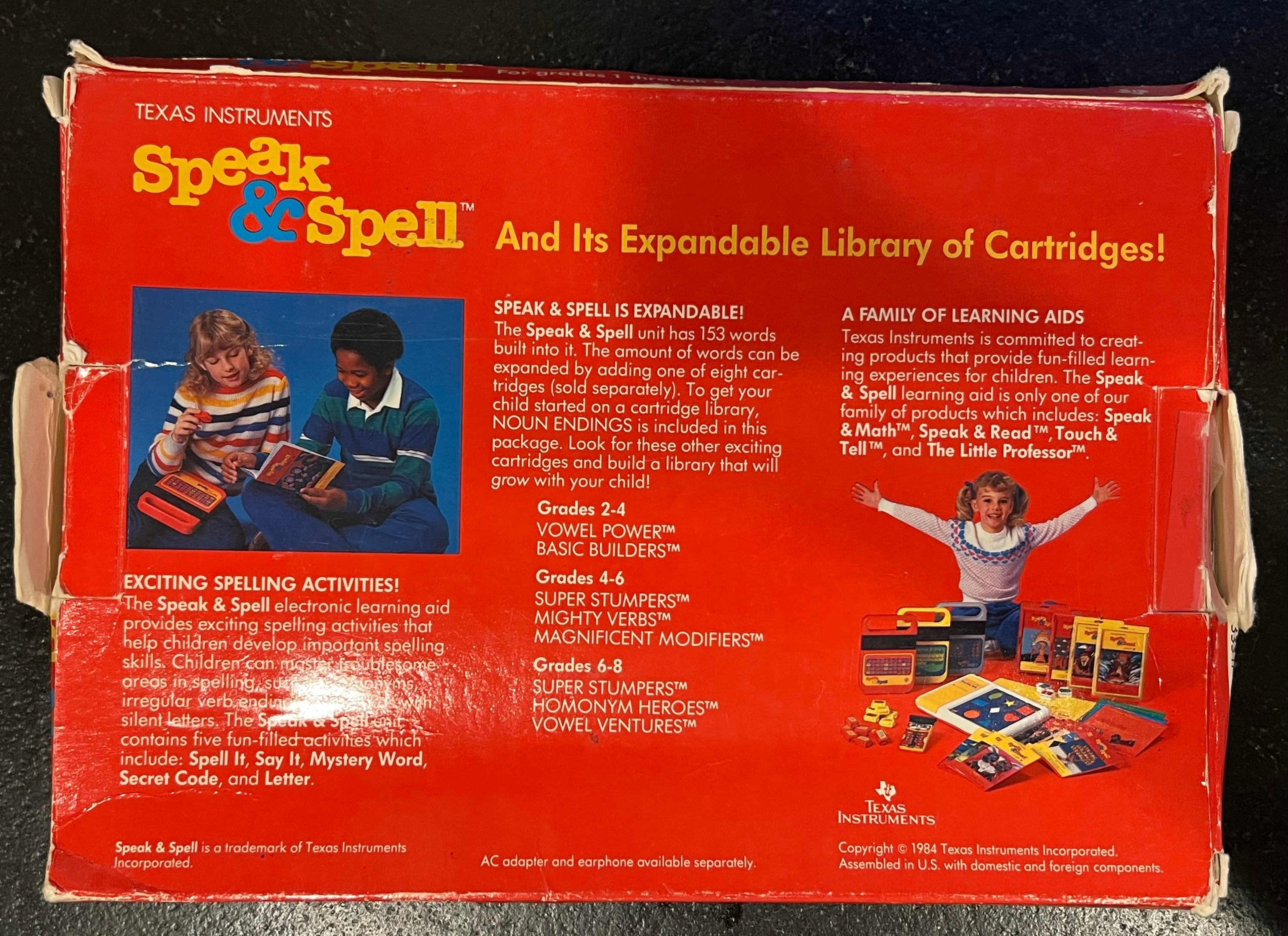 Vintage 1980s Speak and Spell in Original Box watch the Video by Texas ...