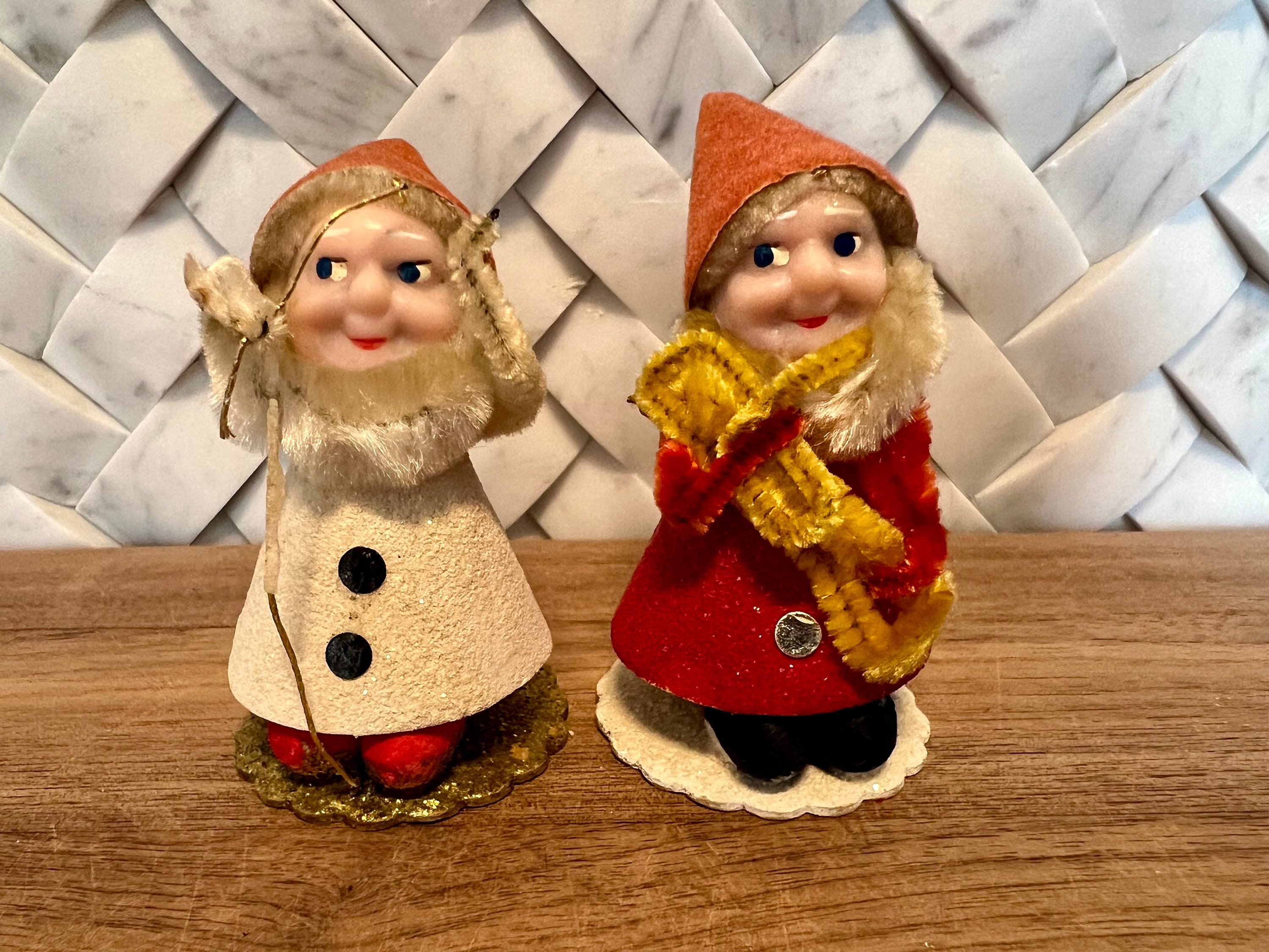 6 Vintage 1950s Putz Shiny Brite Elves With Musical Instruments /shiny ...