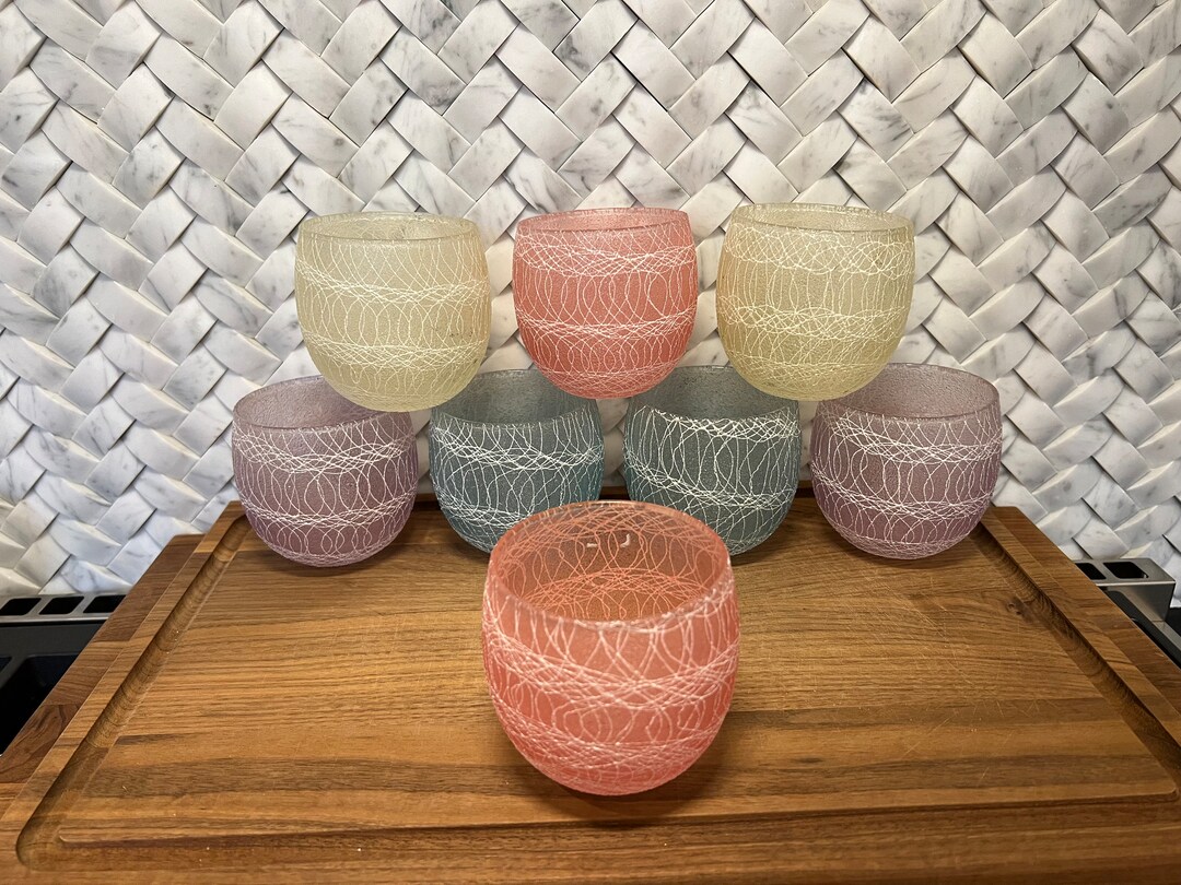 MCM Roly Poly Mid-century Color Craft Spaghetti Sting Glasses/tumblers ...