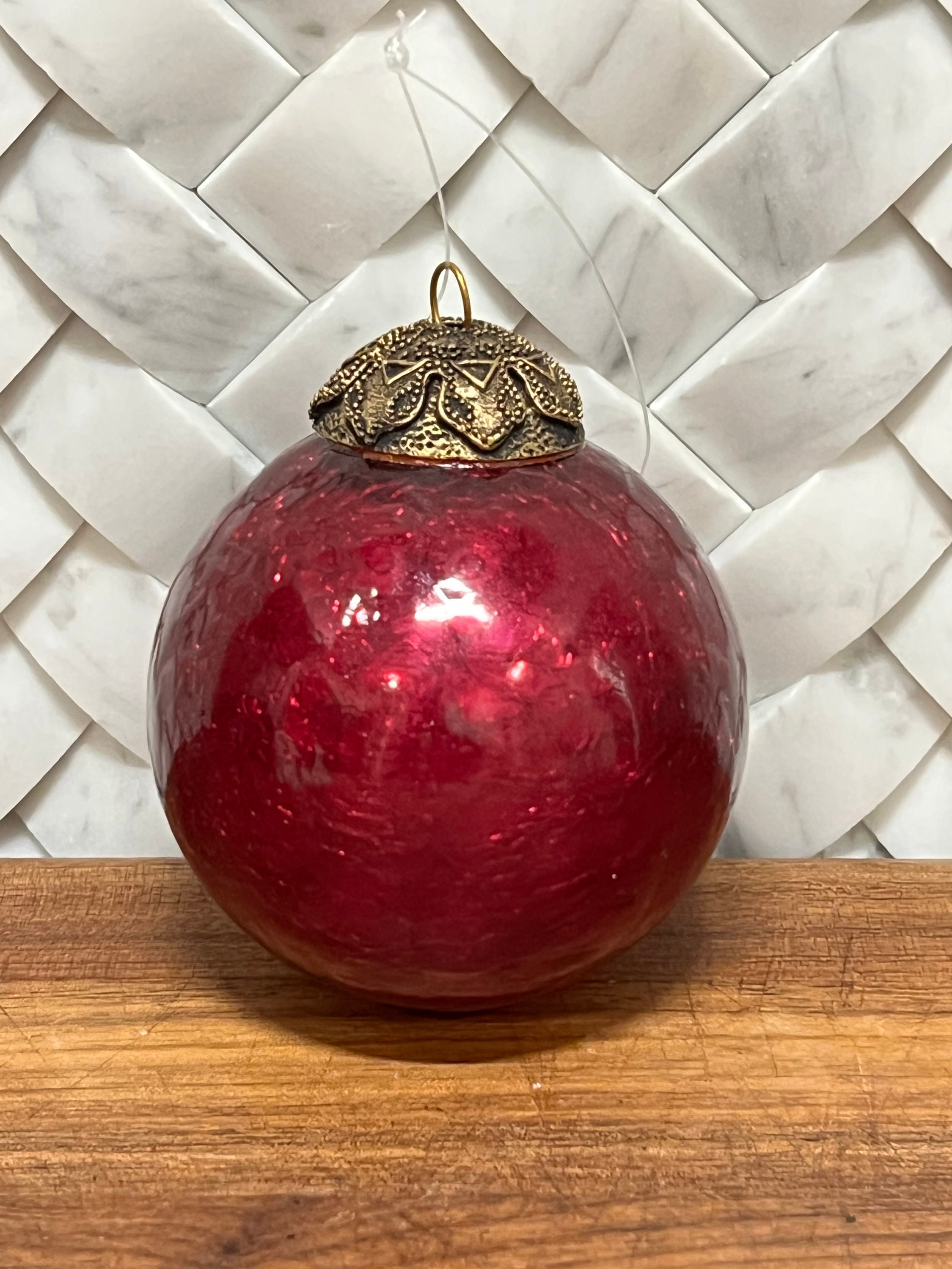 Vintage Handcrafted bears From the Past Crackle Glass Ornament, Russ ...