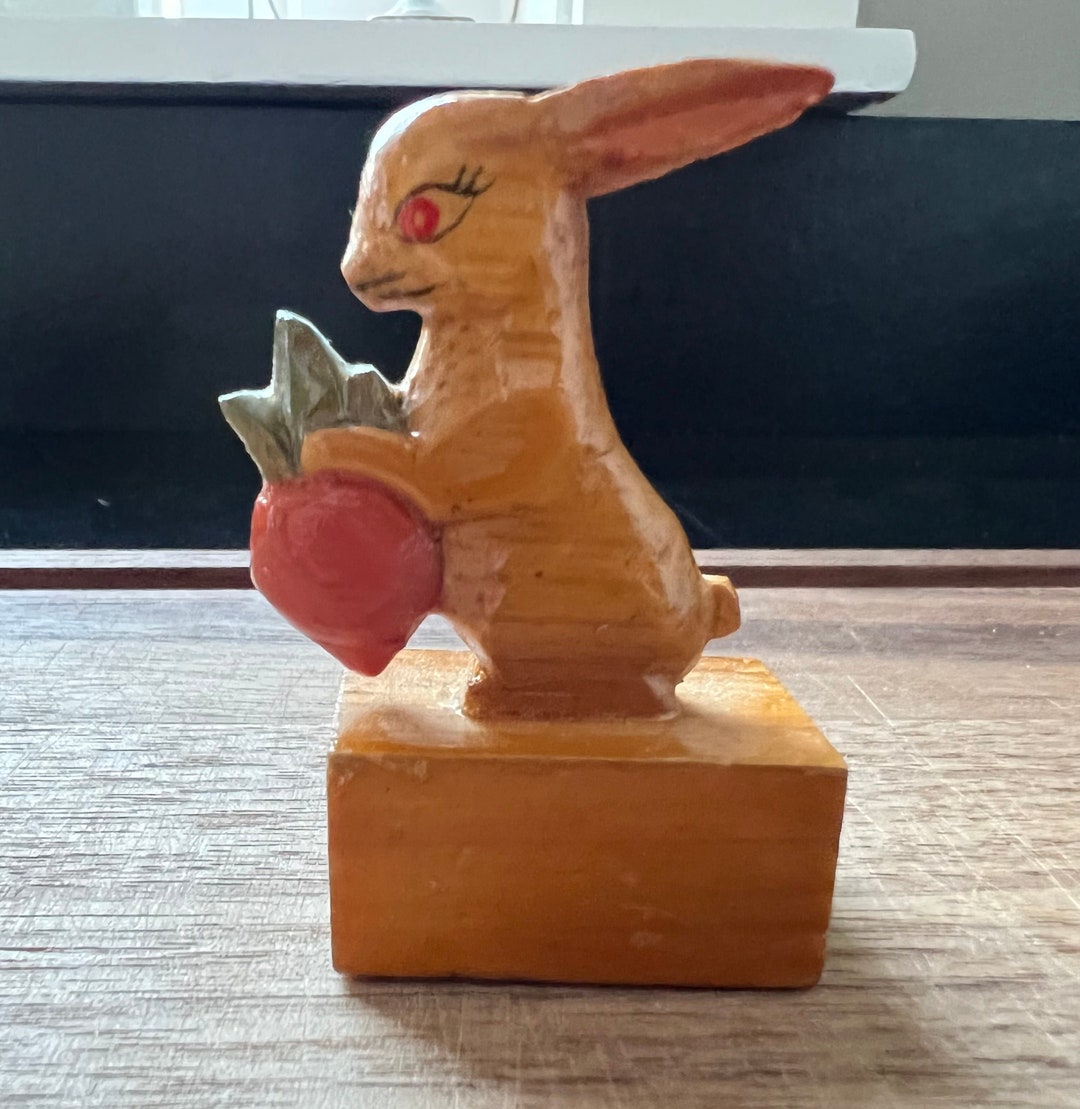 Vintage Hand Carved Wood Rabbit Pencil Sharpener / Charming Pencil ...