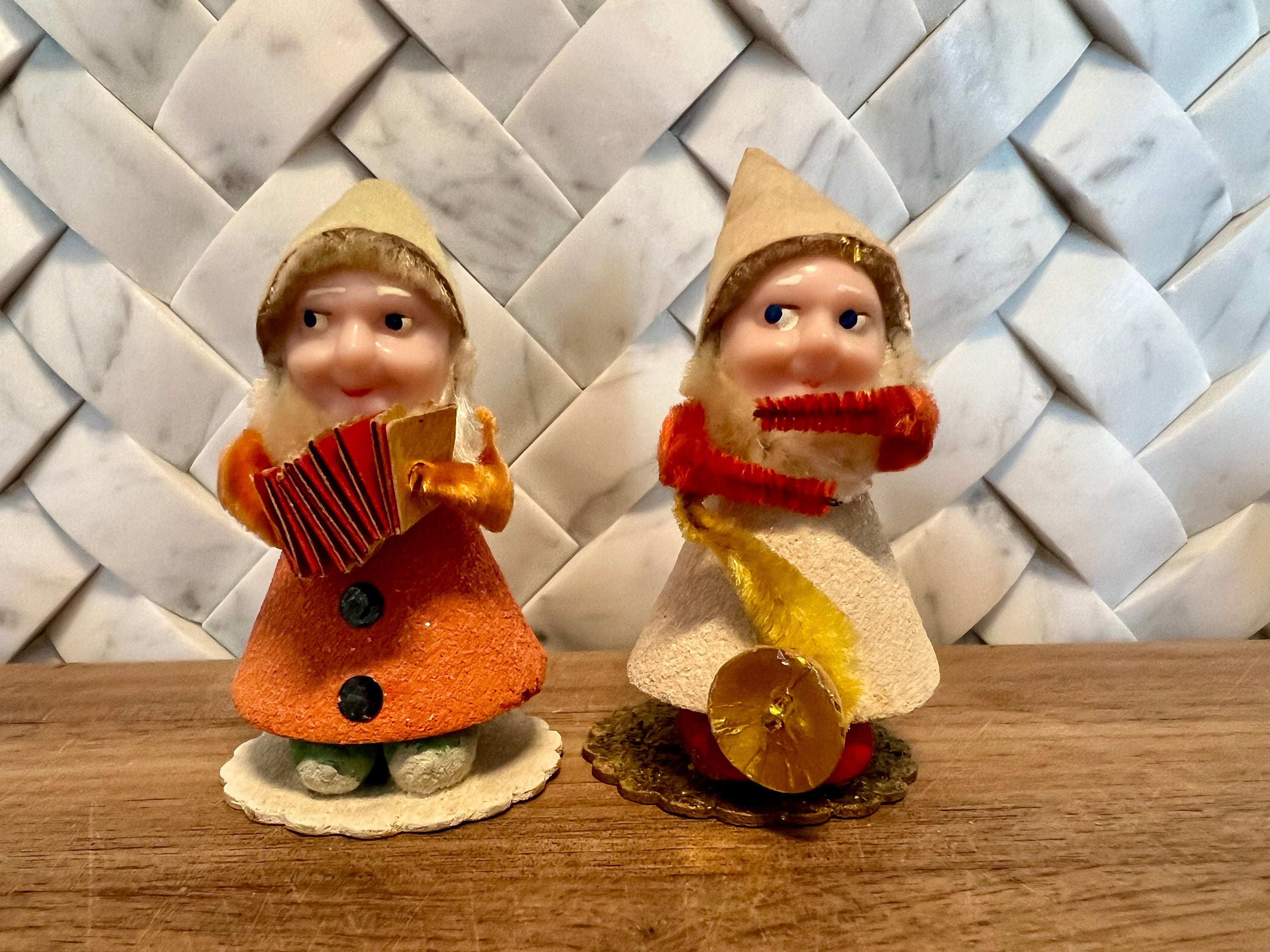 6 Vintage 1950s Putz Shiny Brite Elves With Musical Instruments /shiny ...