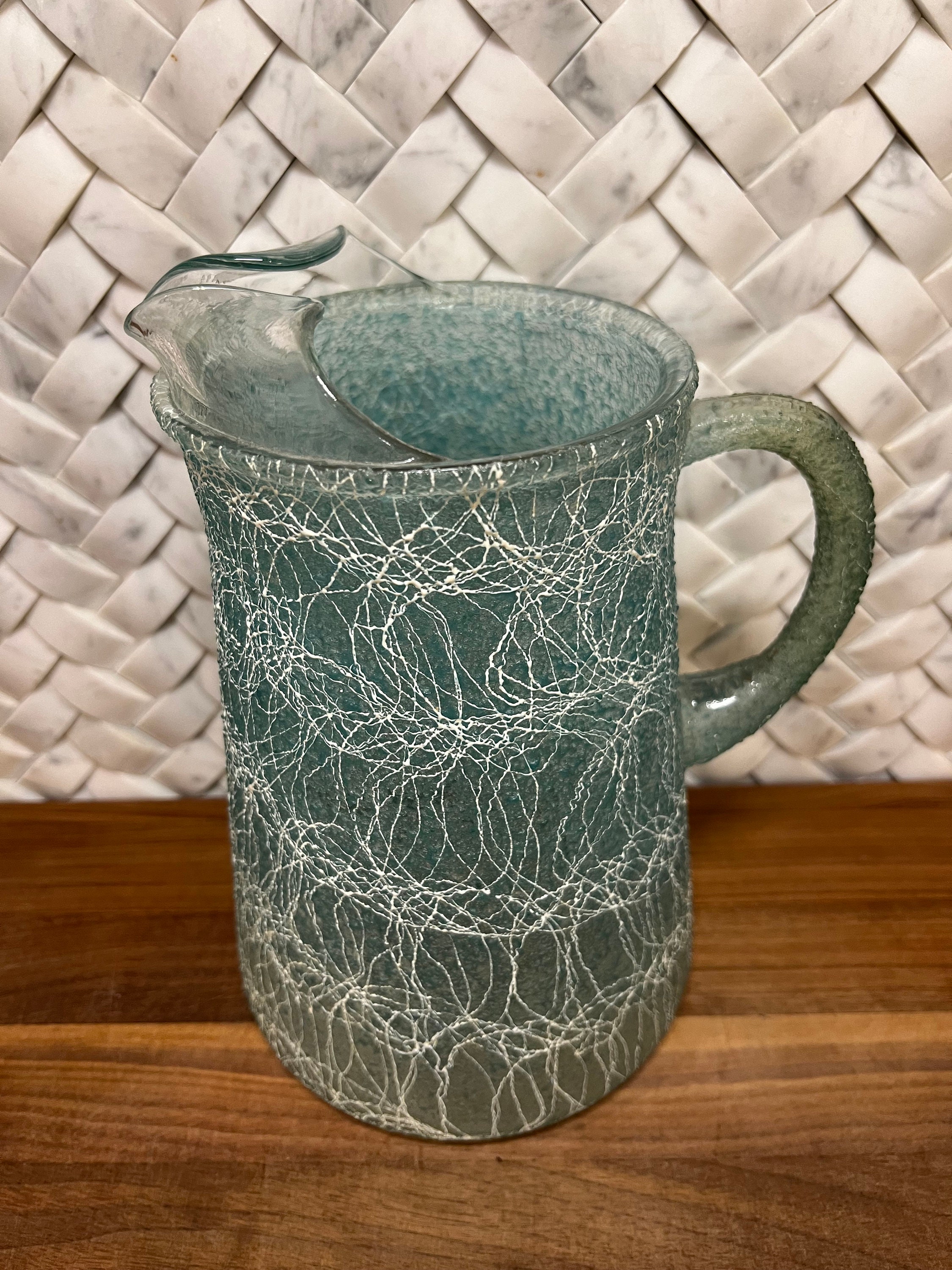 MCM Roly Poly Mid-century Color Craft Spaghetti Sting Pitcher and 12 ...