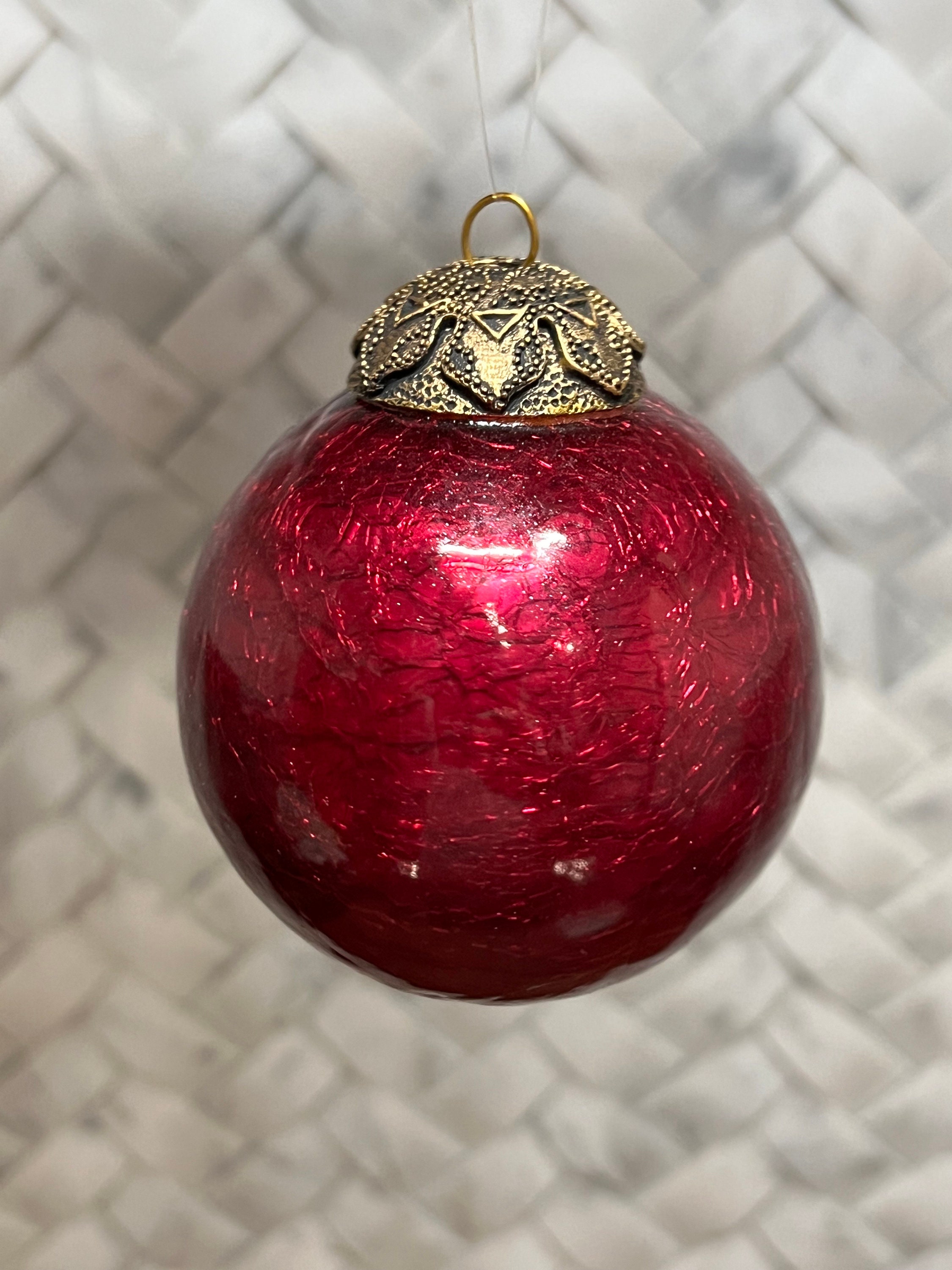 Vintage Handcrafted bears From the Past Crackle Glass Ornament, Russ ...