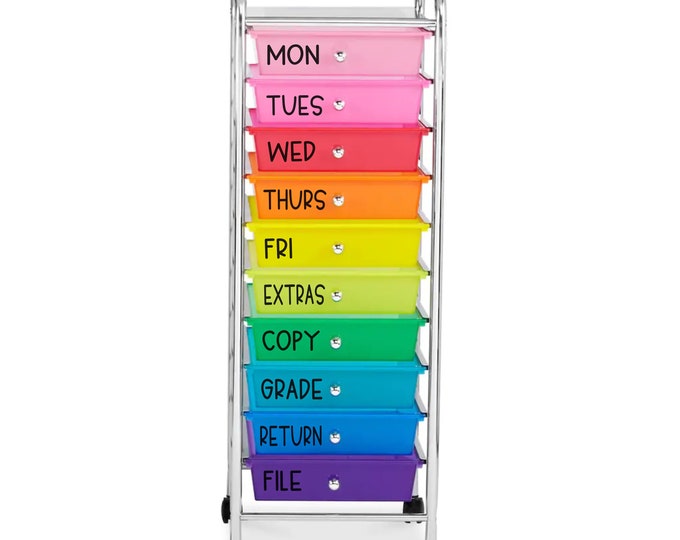Custom Labels for Rainbow Rolling Teacher Cart / Teacher Drawer Labels ...