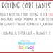 Custom Labels for 3-tier Rolling Cart / Teacher Organization Labels ...