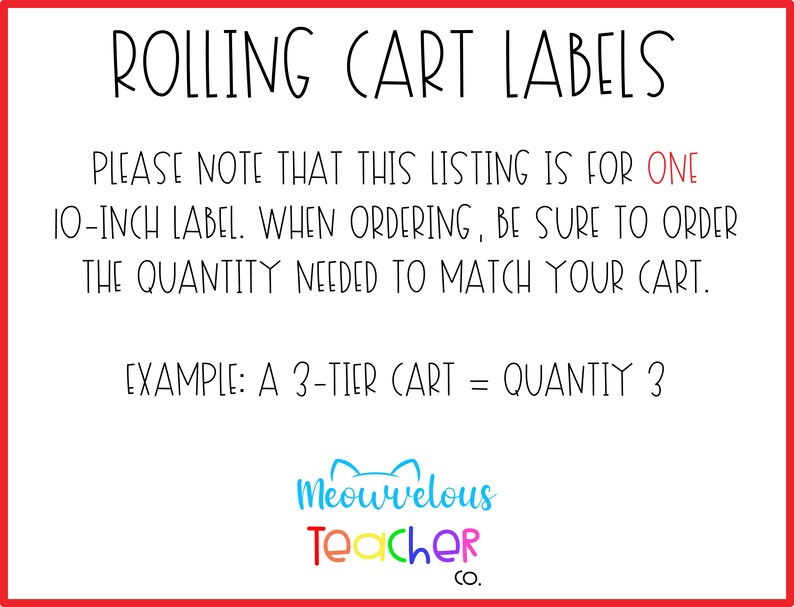 Custom Labels for 3-tier Rolling Cart / Teacher Organization | Etsy