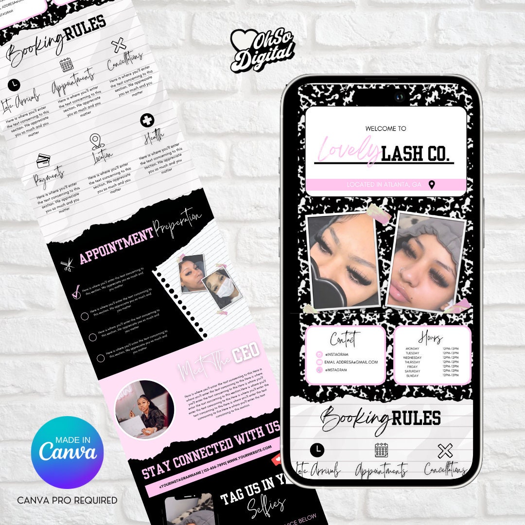 Simple Pink Composition Notebook Lash Tech Acuity Scheduling Template ...